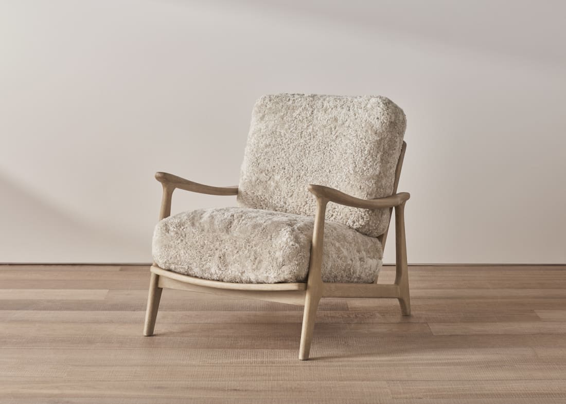 Shearer Squishbag Accent Chair | Wooden Armchair with Sheepskin ...
