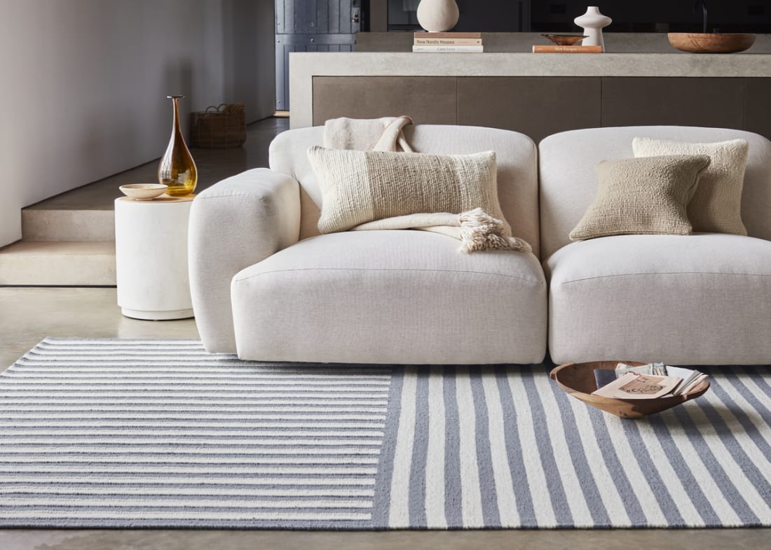 Double Stripey Wool Rug | Striped Wool Floor Rug | Loaf