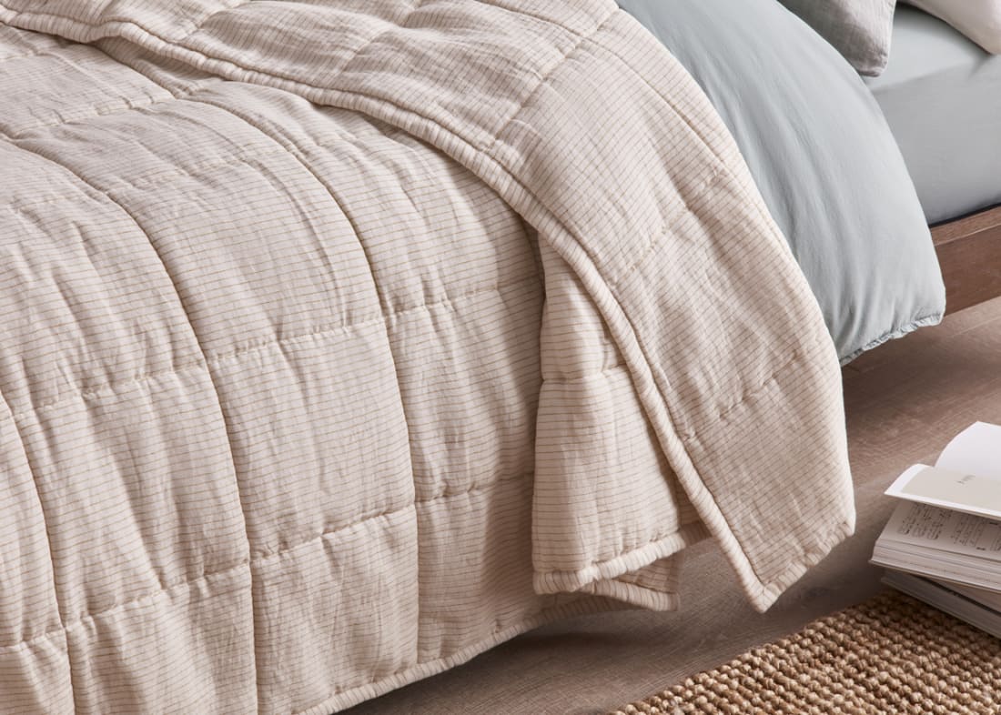 Stripey Slubby Linen Quilt | Stripey Linen Quilt | Loaf