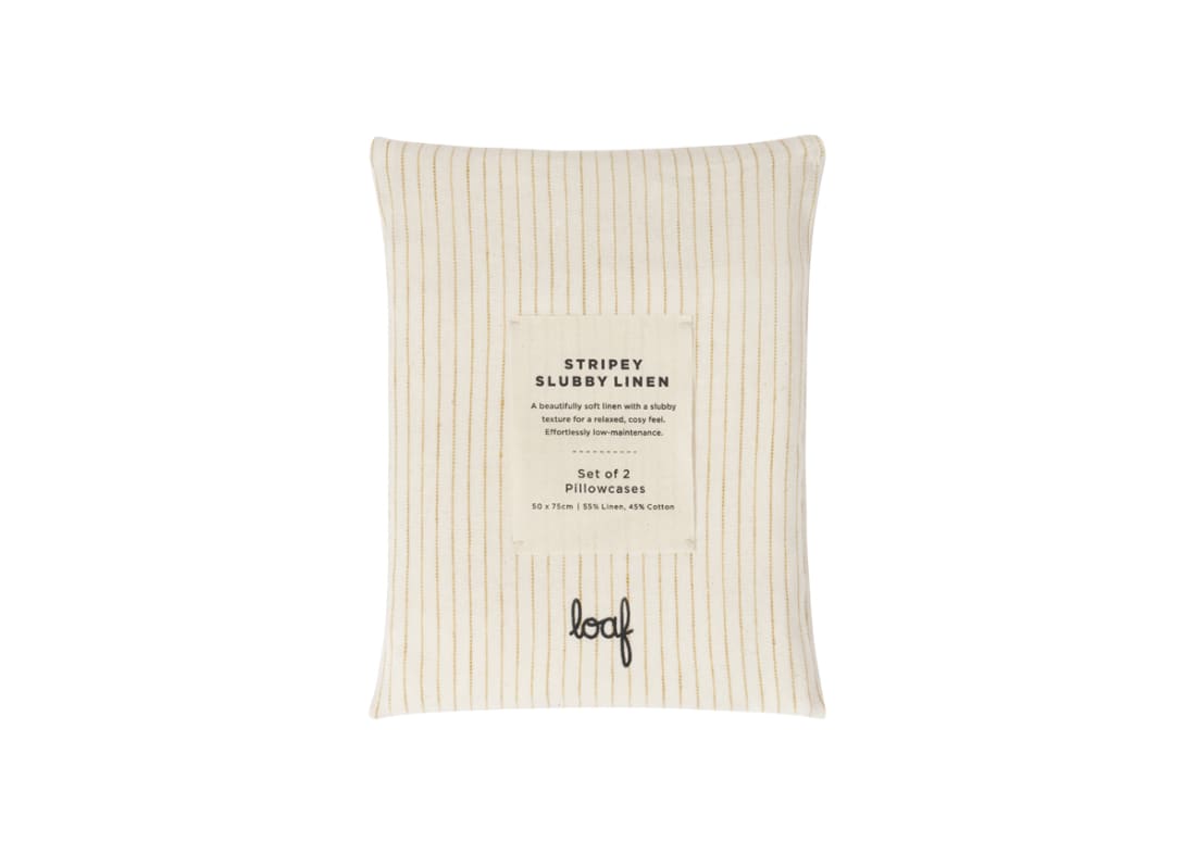 Stripey Slubby Linen Set of 2 Pillowcases | Linen Pillowcases | Loaf