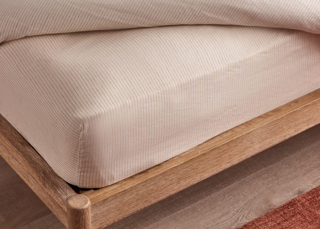 Stripey Slubby Linen Fitted Sheet | Linen Fitted Sheet | Loaf