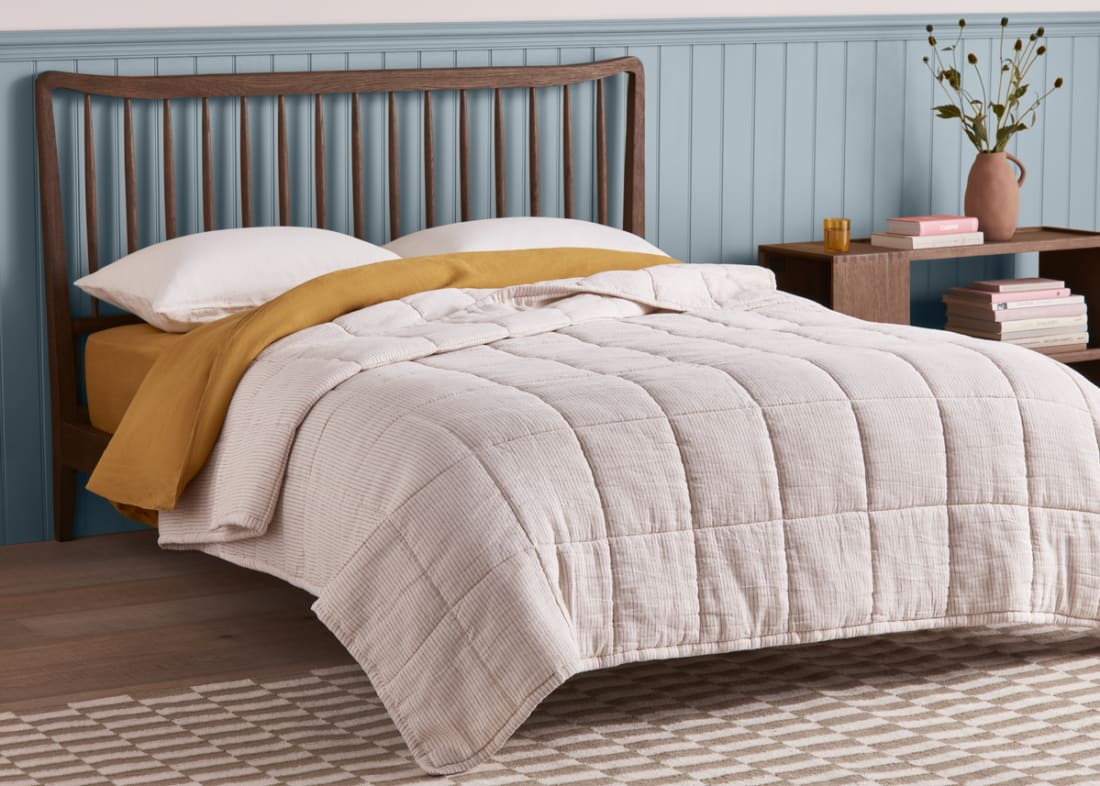 Stripey Slubby Linen Quilt | Stripey Linen Quilt | Loaf