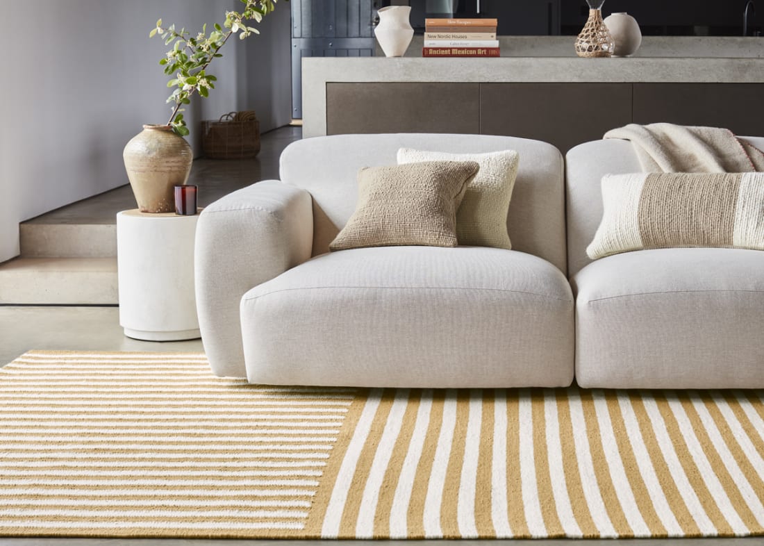 Double Stripey Wool Rug | Striped Wool Floor Rug | Loaf