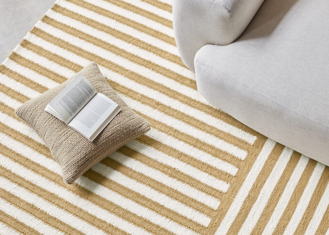 Double Stripey Wool Rug | Striped Wool Floor Rug | Loaf