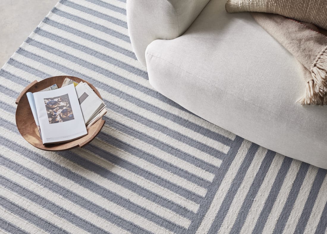 Double Stripey Wool Rug | Striped Wool Floor Rug | Loaf