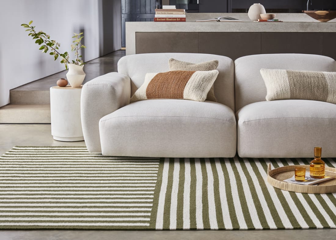 Double Stripey Wool Rug | Striped Wool Floor Rug | Loaf