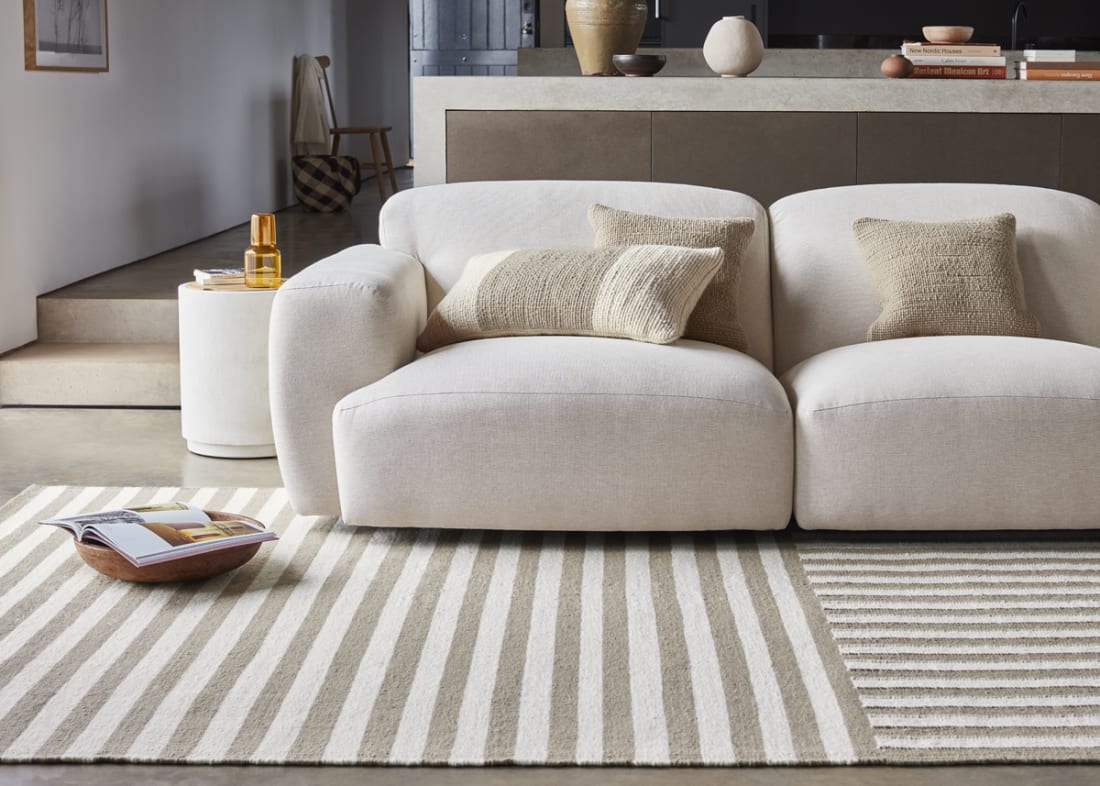 Double Stripey Wool Rug | Striped Wool Floor Rug | Loaf