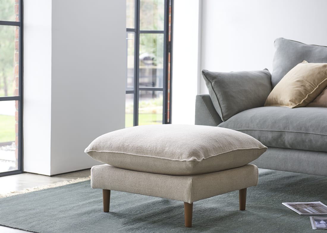 Slow Riser Footstool Filled Cushion Upholstered Retro Footstool Loaf