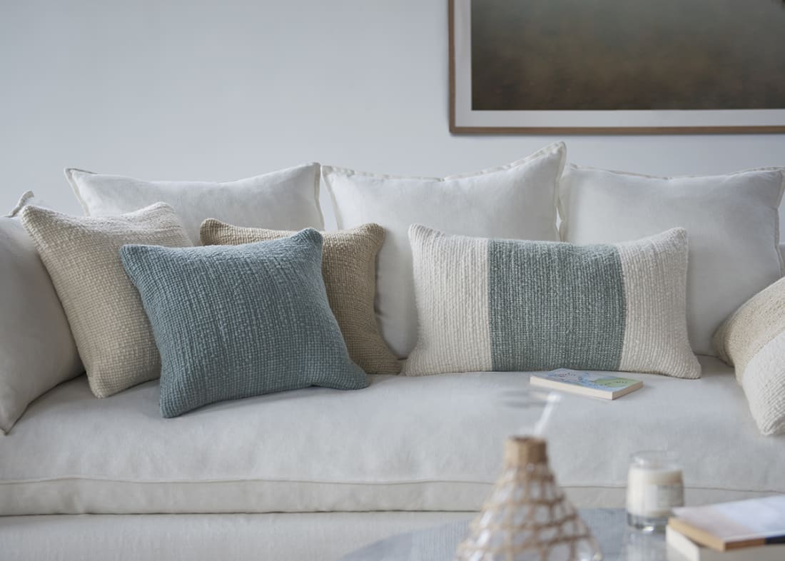 Knitty Stripe Wool Cushion | Handwoven Wool Scatter Cushion | Loaf