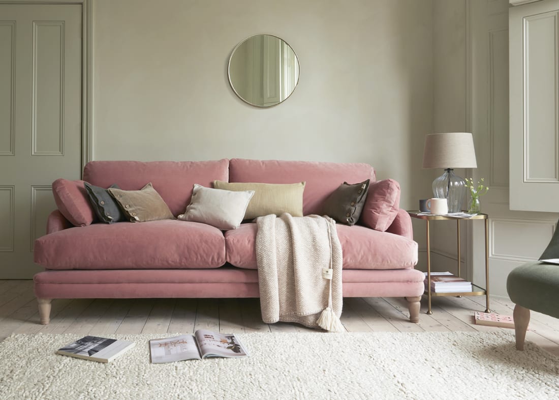 Loaf pink velvet sofa store